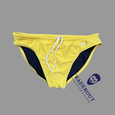 Speedo Men yellow beach diving 2" swim Brief bikini Swimwear size 32 34 ...