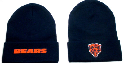 2 FOR 10.95! Chicago Bears flat appliques on 2 Navy beanie cap hat. See ...