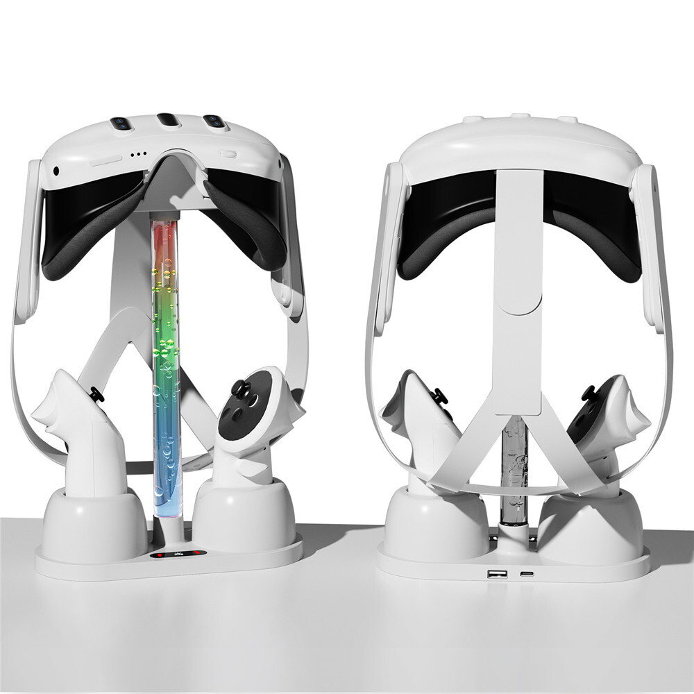 For Meta Quest 3 Charger Dock RGB Lights Storage Stand Holder ...