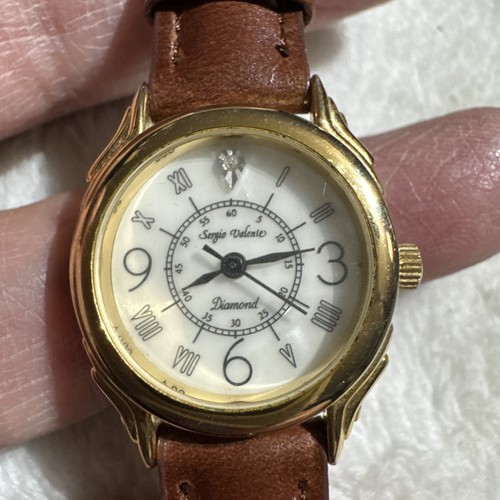 Sergio Valente C-EBJAH 5/8" Dial Watch Ladies Leather Band Diamond ...