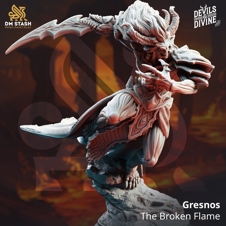 Gresnos the Broken Fallen Angel Fighter Demon Warlock Miniature | D&D ...