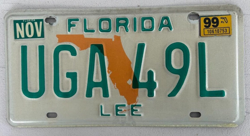 1999 Florida Lee County Collectible License Plate Original Tag UGA49L ...