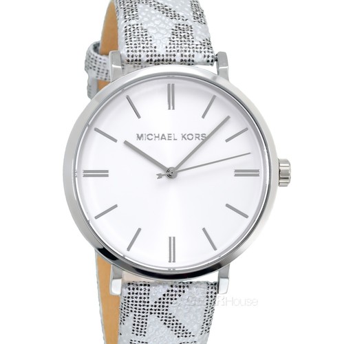 Michael Kors Womens Addyson Watch, White Dial, Silver MK Logo Metallic ...