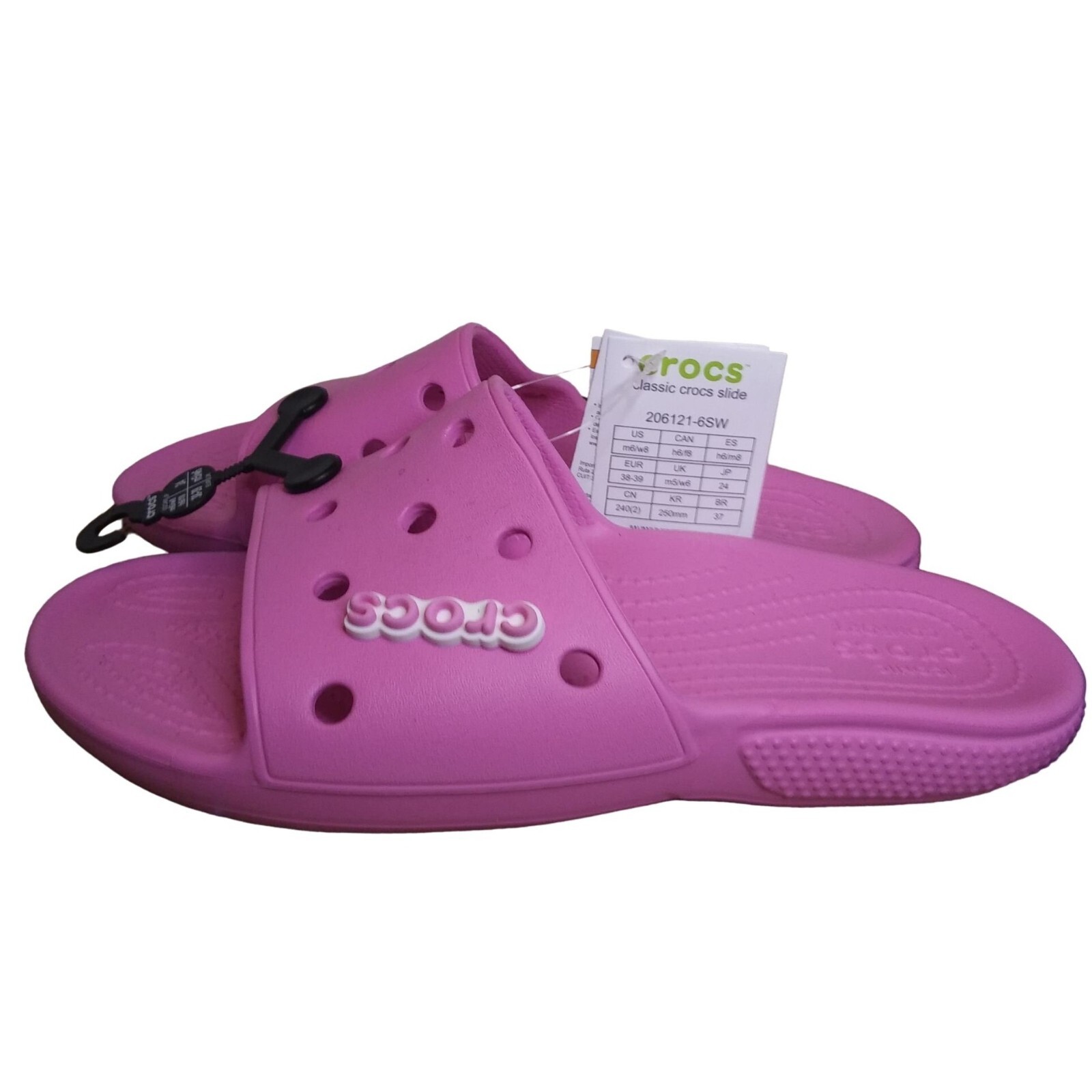 Crocs Women's size 8 pink classic slide with 2 jibbitz 206121-6SW for ...