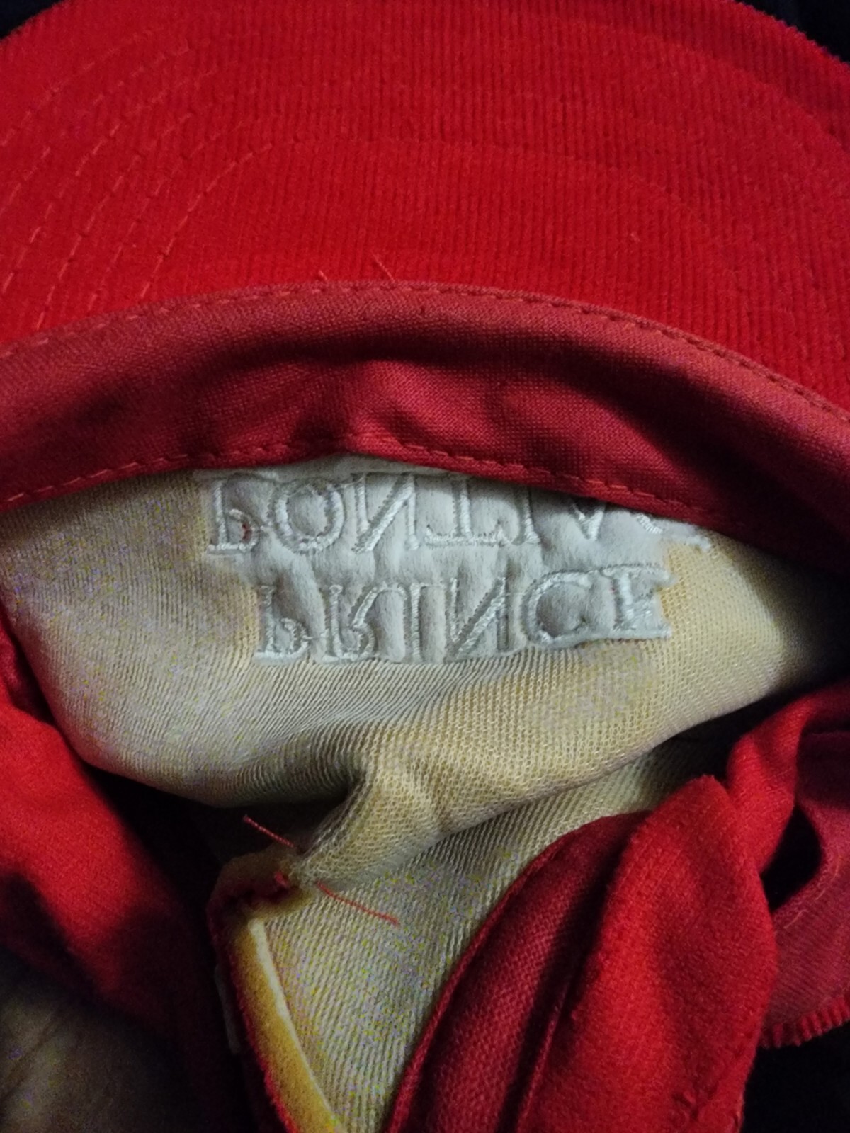 Vintage Red Corduroy Prince Pontiac logo Hat - Gem