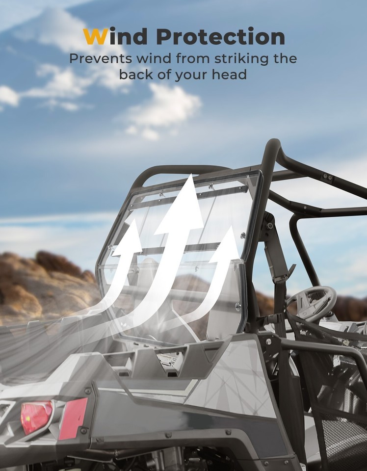 UTV Rear Windshield W/ Sliding Window for Polaris RZR 800/ S 800/ 570 ...
