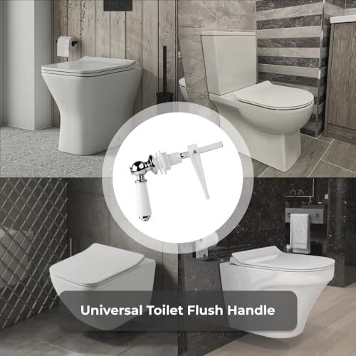 Toilet Flush Lever Traditional Ceramic Handle WC White Cistern ...