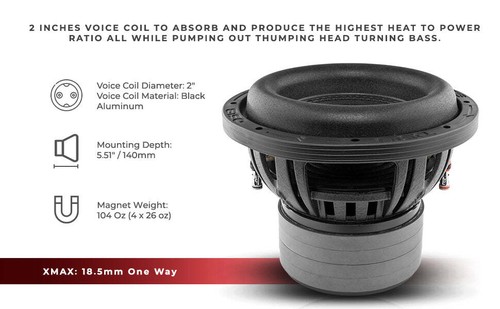 PAIR DS18 Car Audio 8“ High Excursion Subwoofers 2400 Watt Dual 2 Ohm ...