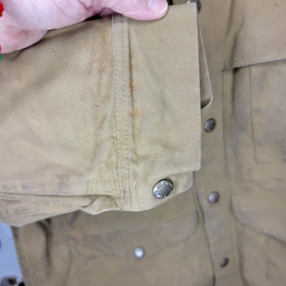 Vtg FILSON Style 60 Tan Tin Cloth Waxed Hunting Cruiser Jacket Coat USA ...
