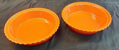 Beautiful Fall Orange Ceramic Pie Pans Set of 2 | eBay
