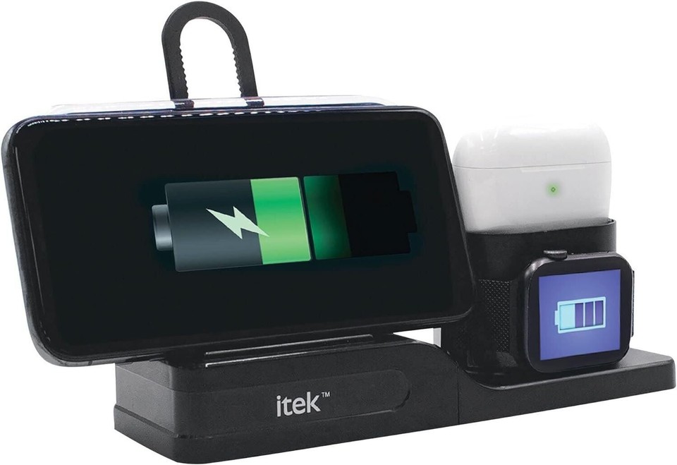 Itek 3-in-1 Qi Wireless Charging Stand, USB-C Cable, Black | eBay