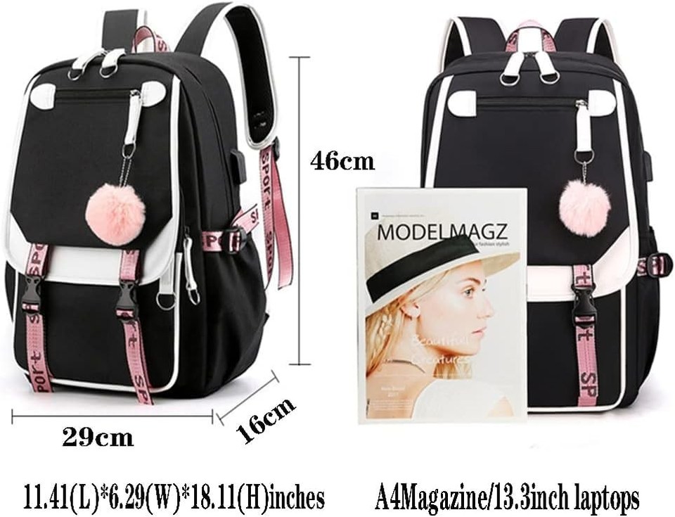 Girls Backpack Aesthetic Backpack Cute School Bag Bookbag with USB ...