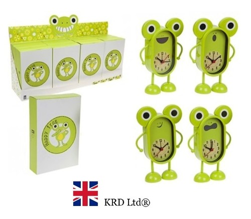 GREEN HAPPY FROG Kids METAL ALARM CLOCK Bedside Table Girls Boys ...