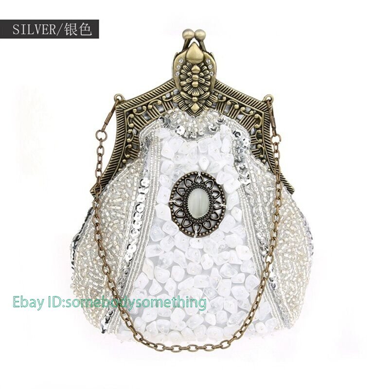 Vintage Women's Beaded Purse Stone Handbag Elegant Dinner Bag | eBay