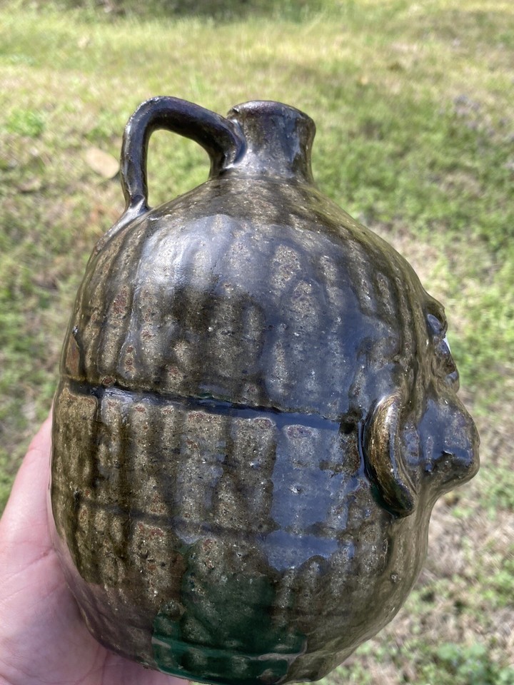 GREAT GRACE NELL HEWELL SIGNED UGLY FACE JUG SOUTHERN FOLK ART POTTERY ...