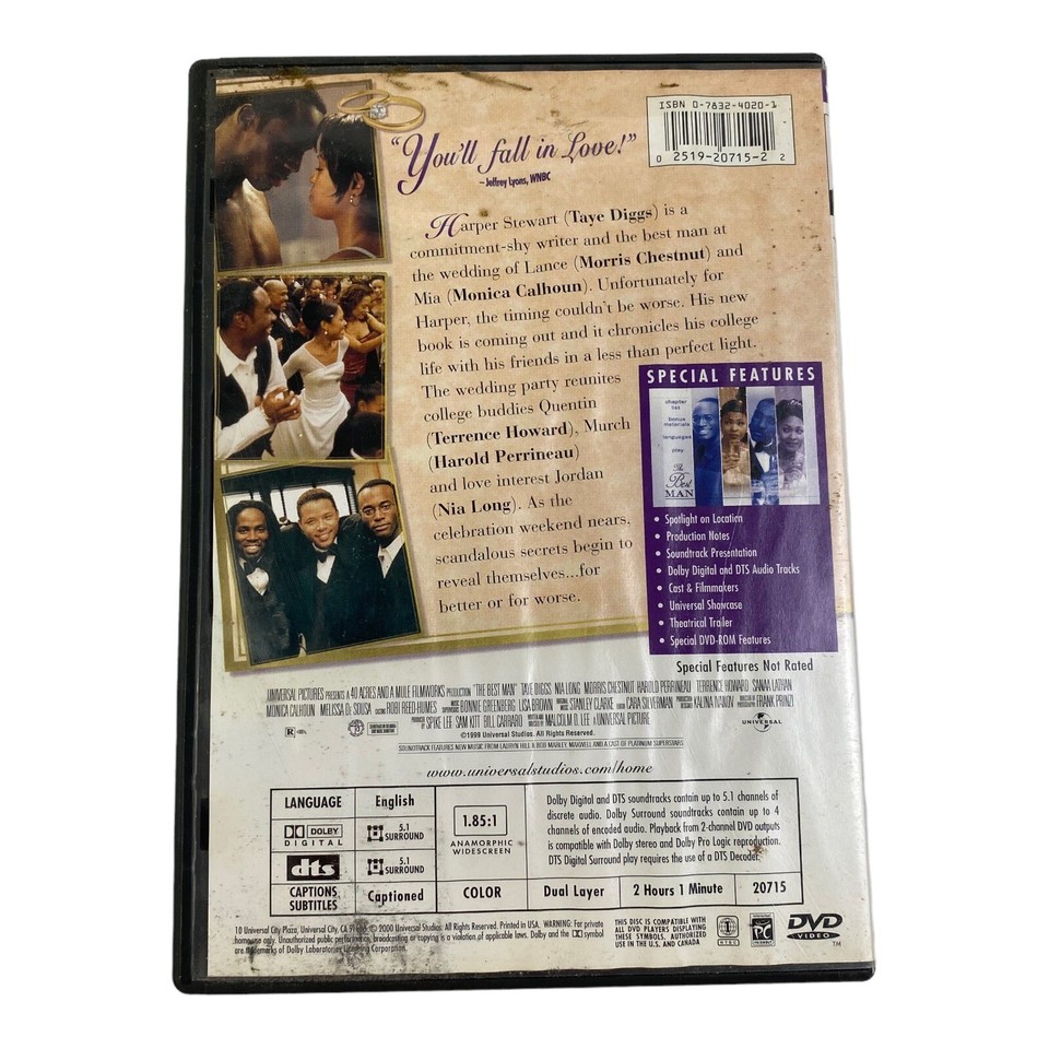 The Best Man (DVD, 1999) Widescreen Comedy, Romance, Taye Diggs, Nia ...