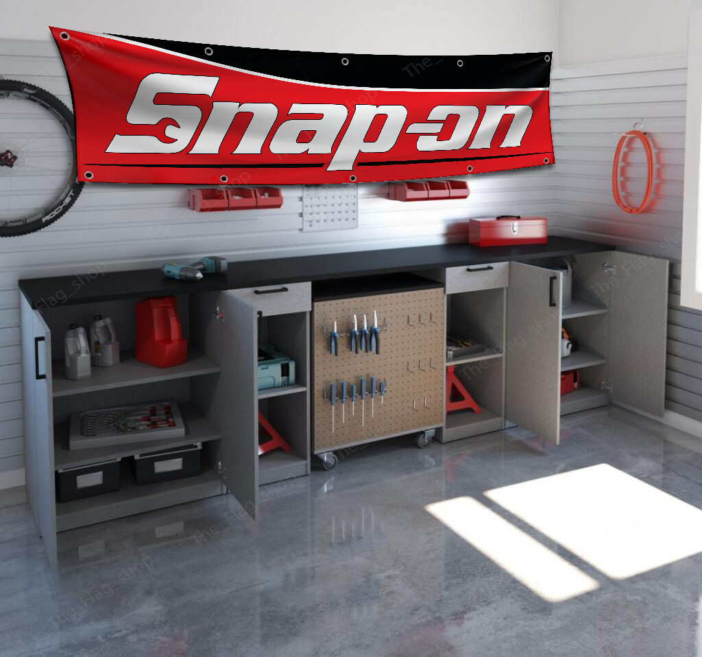 For Snap-on Banner 2x8Ft Tools Products Racing Car Flag Man Cave Wall ...