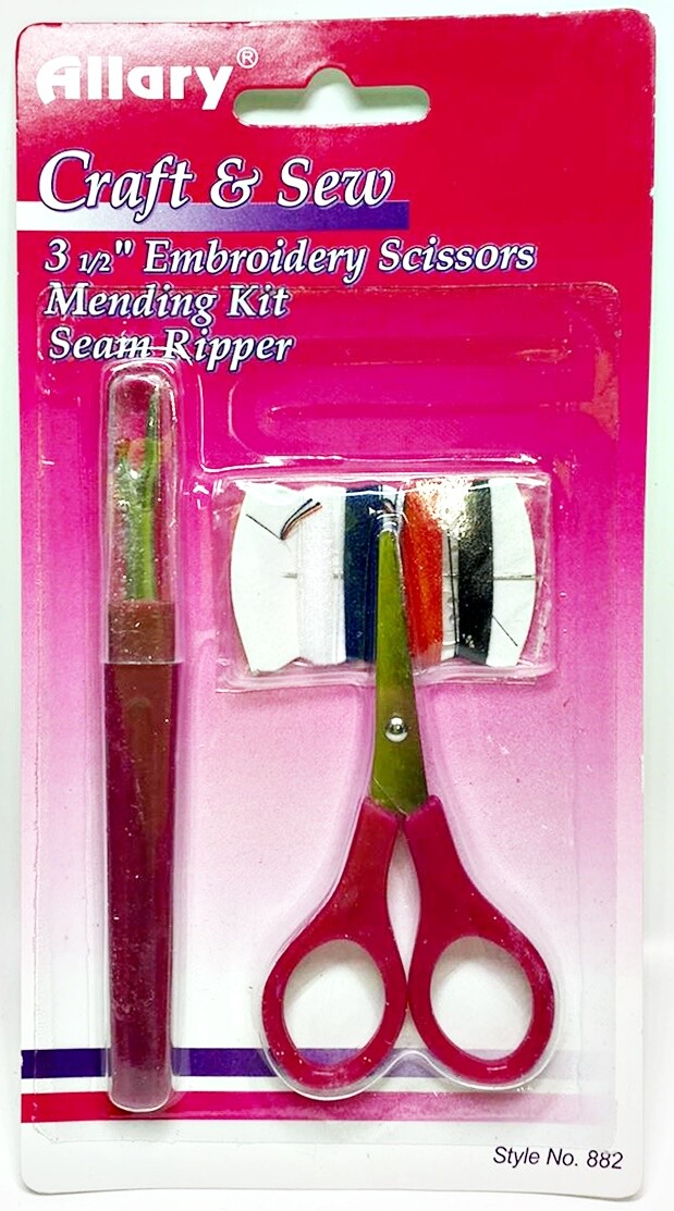 Allary #882 Craft & Sew 3.5" Embroidery Scissors, Mending Kit & Seam ...