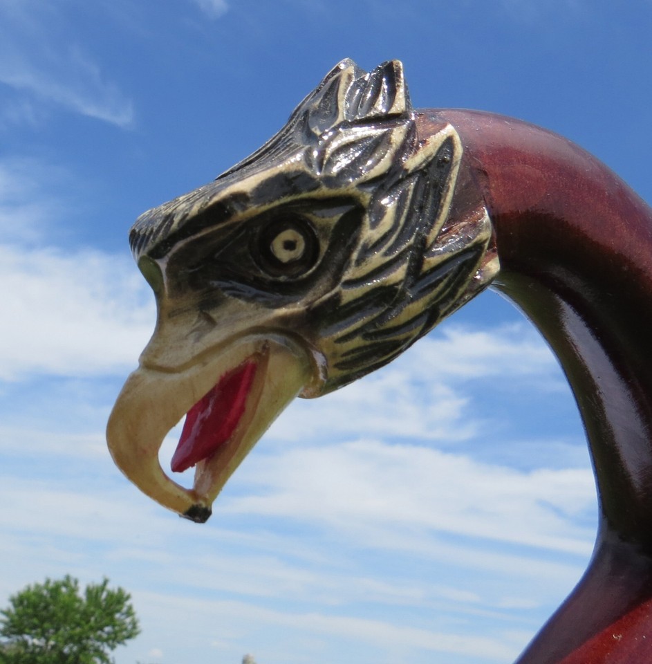 HAWK - Hand carved cane or walking stick handmade wooden wood GIFT | eBay