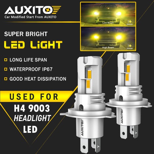 2x H4 9003 HB2 Amber Yellow LED Headlight Bulb Conversion Kit High Low ...
