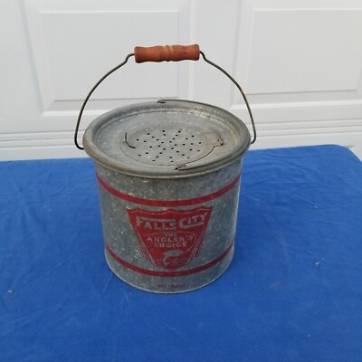 Vintage Falls City Angler's Choice NO. 7810 Metal Pail Minnow Bucket | eBay