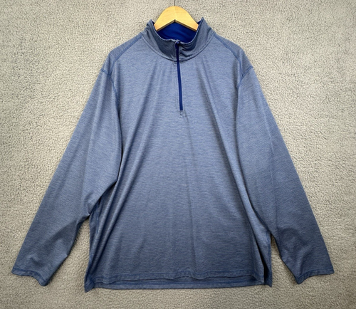 Maelreg Golf Performance Pullover 1/4 Zip Blue Striped Size 2XL Wicking ...