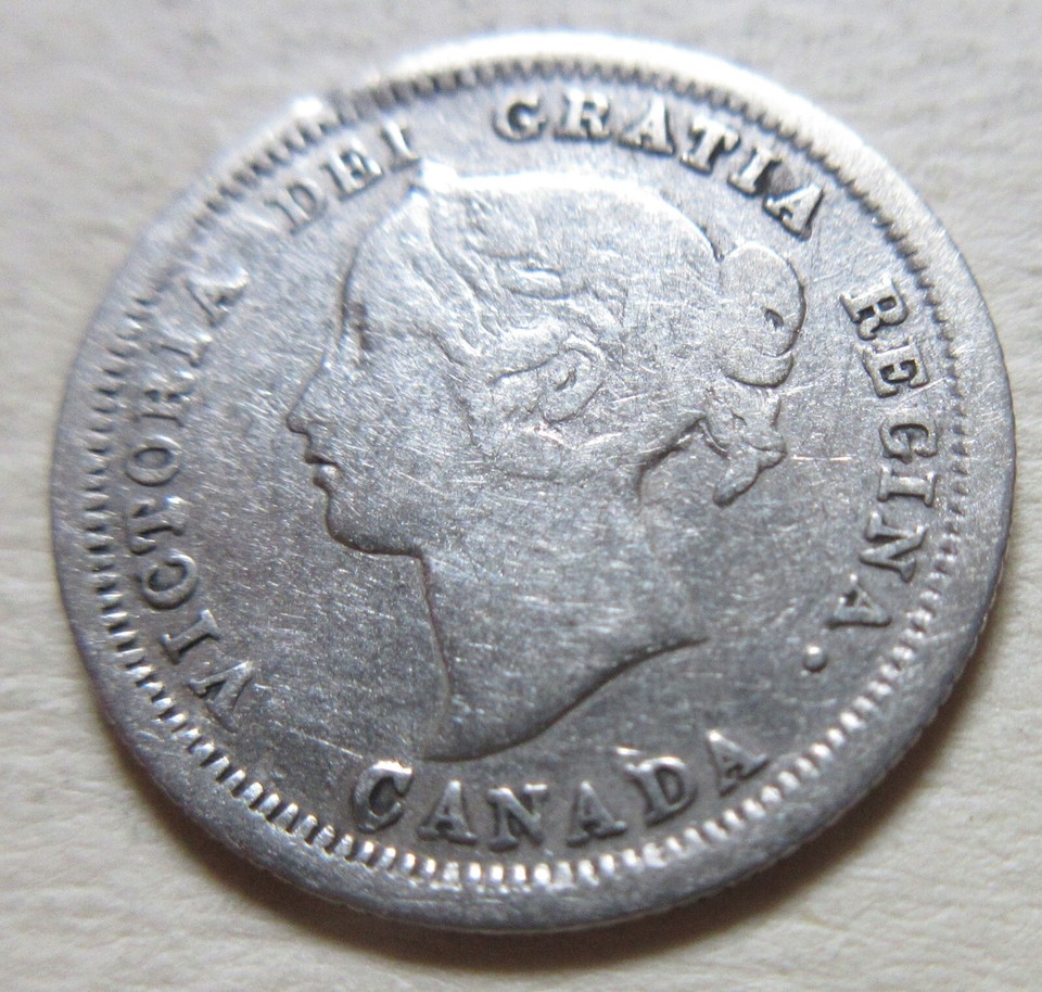 1858 Canada Silver Five Cents Coin.KEY DATE 5 Cents Nickel Victoria 5c ...