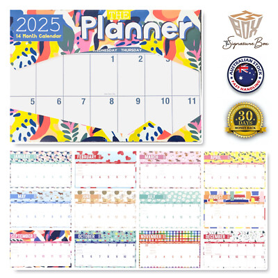 2025 Calendar 14 Months PLANNER Wall Calendars Large Print Organiser ...