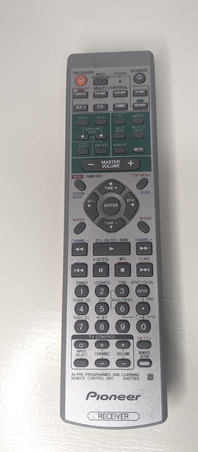 Genuine AXD7365 Pioneer Receiver Remote Control VSX54TX VSX53TX AXD7365 ...