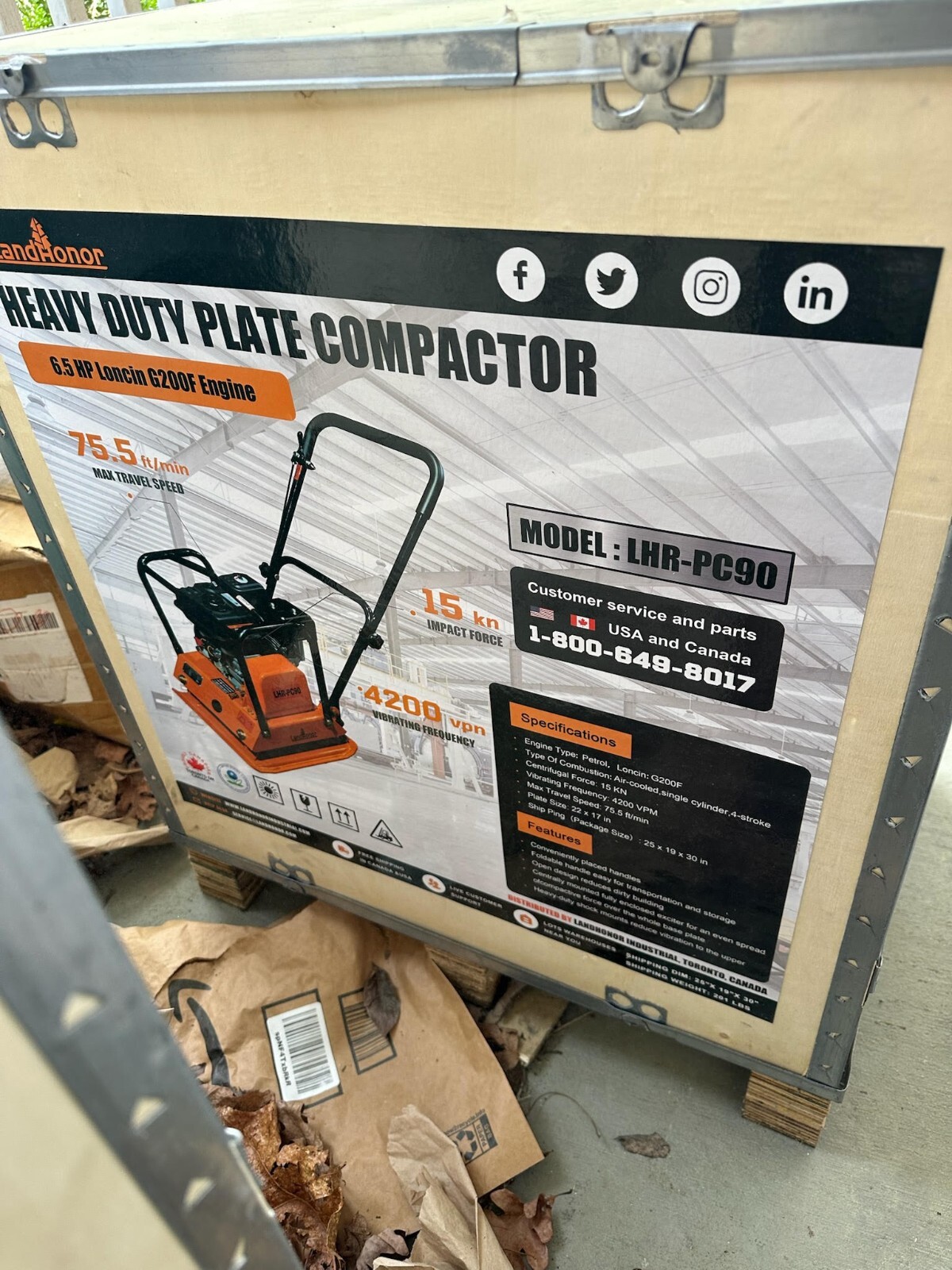 Land Honor Gas Powered Plate Compactor LHR-PC90 | eBay