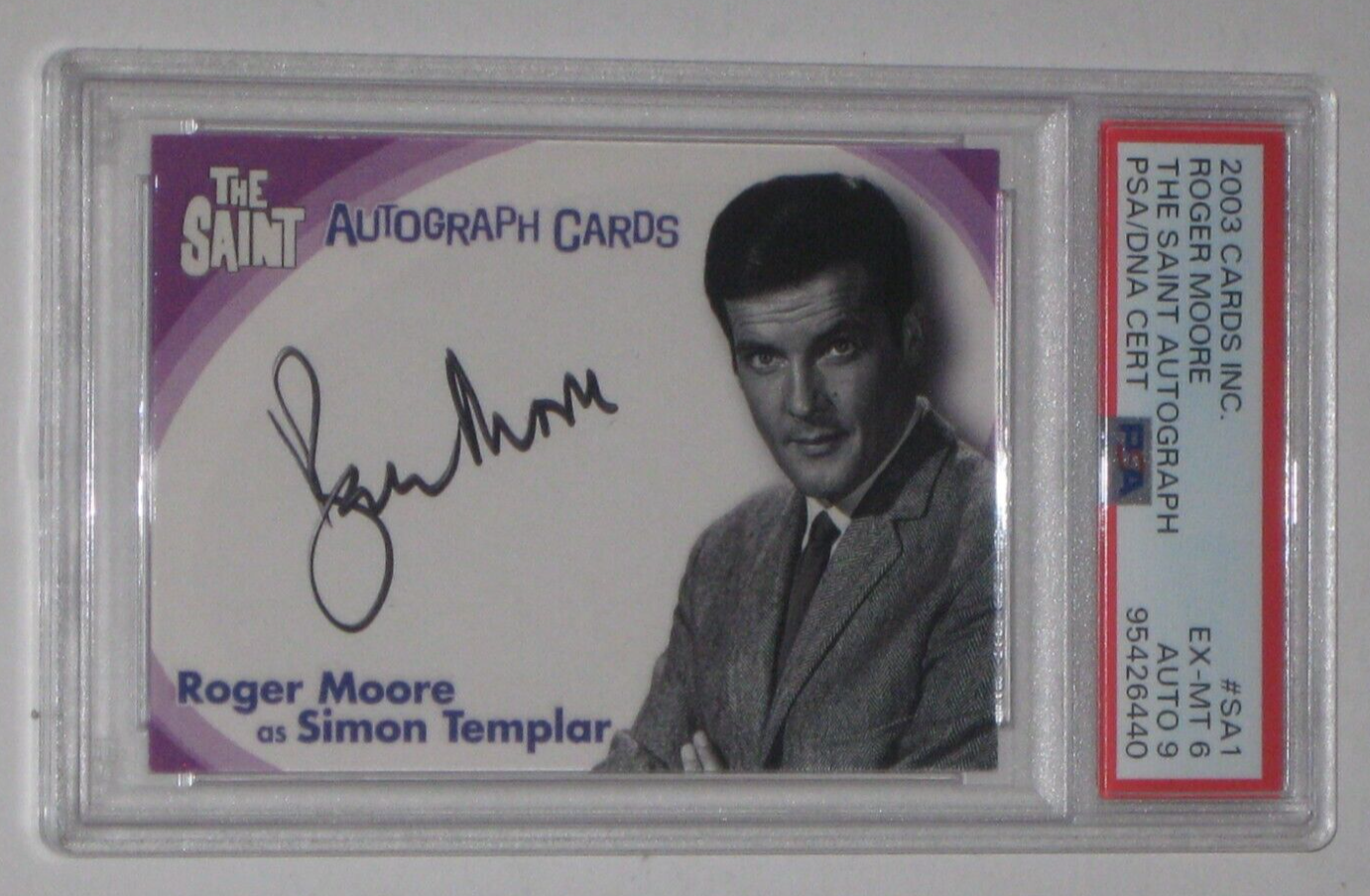 ROGER MOORE AUTOGRAPH CARD PSA GRADED 2003 CARDS INC. THE SAINT #SA1 ...