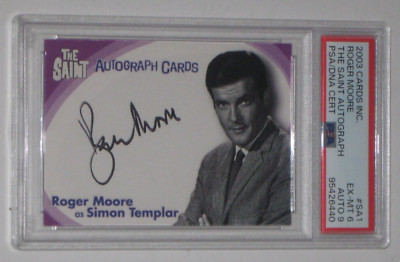 ROGER MOORE AUTOGRAPH CARD PSA GRADED 2003 CARDS INC. THE SAINT #SA1 ...