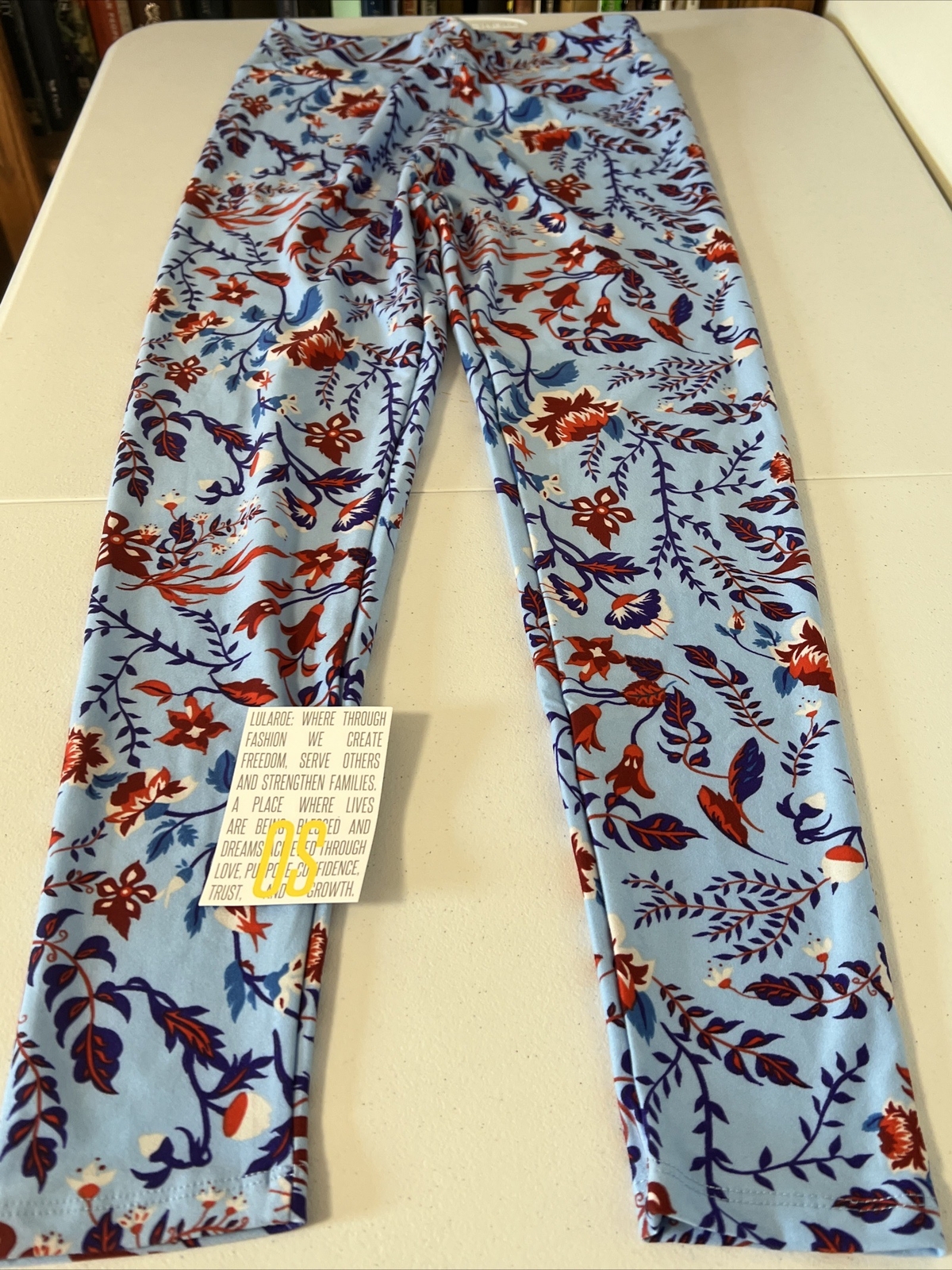 OS LuLaRoe One Size Leggings Americana Floral Red White Blue 4 July ...