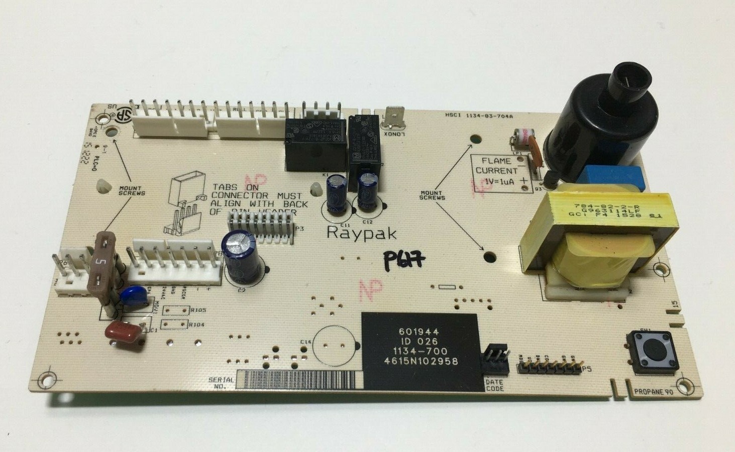 Raypak 601944 Pool/Spa Heater PCB Control Circuit Board 1134-700 used # ...