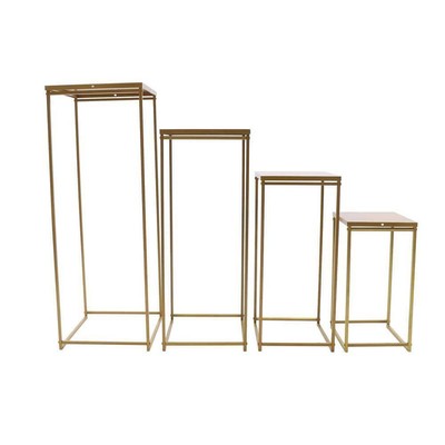 YIYIBYUS Indoor/Outdoor Rectangle Column Plant Stand Metal Gold (4 ...