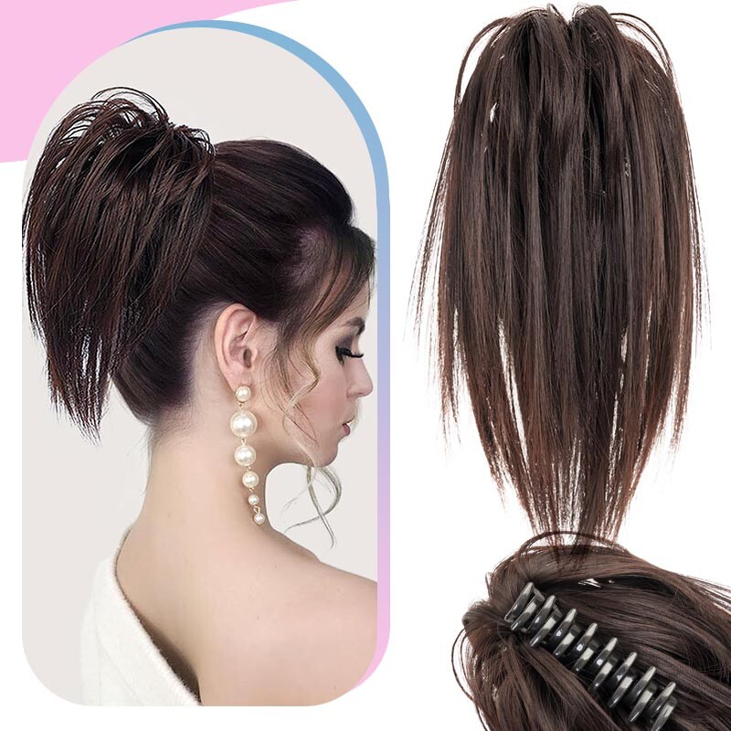 Short Claw Ponytail Piece Clip in on Pony Tail Hair Extensions Real as ...