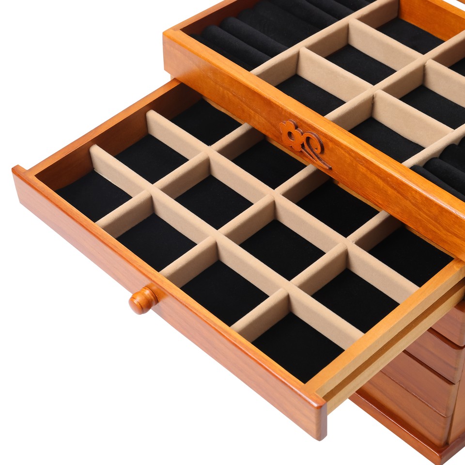 Solid Pine Wood Cabinet Jewelry Box Case Desktop Tidy Shelf Storage ...
