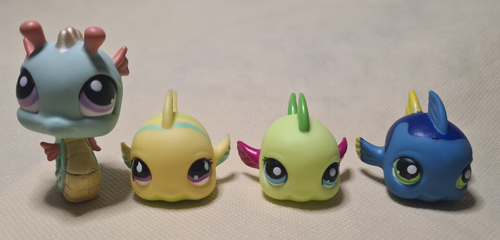 Littlest Pet Shop Authentic #348 Seahorse Fishes #519 Puffer#327 Clown ...