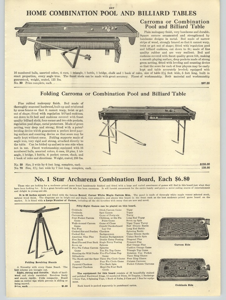 1916 PAPER AD The Ideal Baseball Combination Board Game Carrom Crown ...