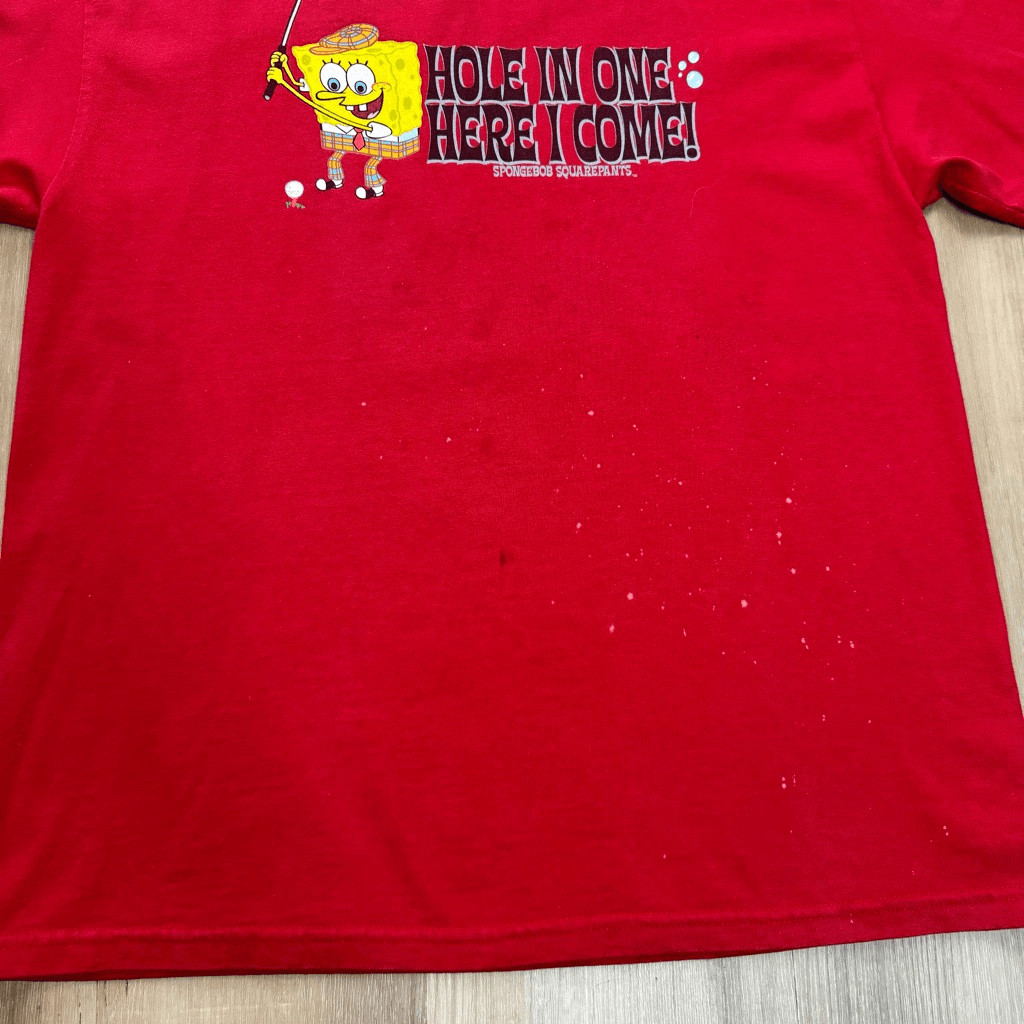 Vintage Nickelodeon SpongeBob 2002 Mens Shirt Hole In… - Gem