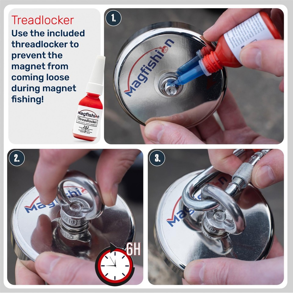 MAGFISHION Magnet Fishing Kit 100 KG (220lb) Ø50mm Super Strong ...