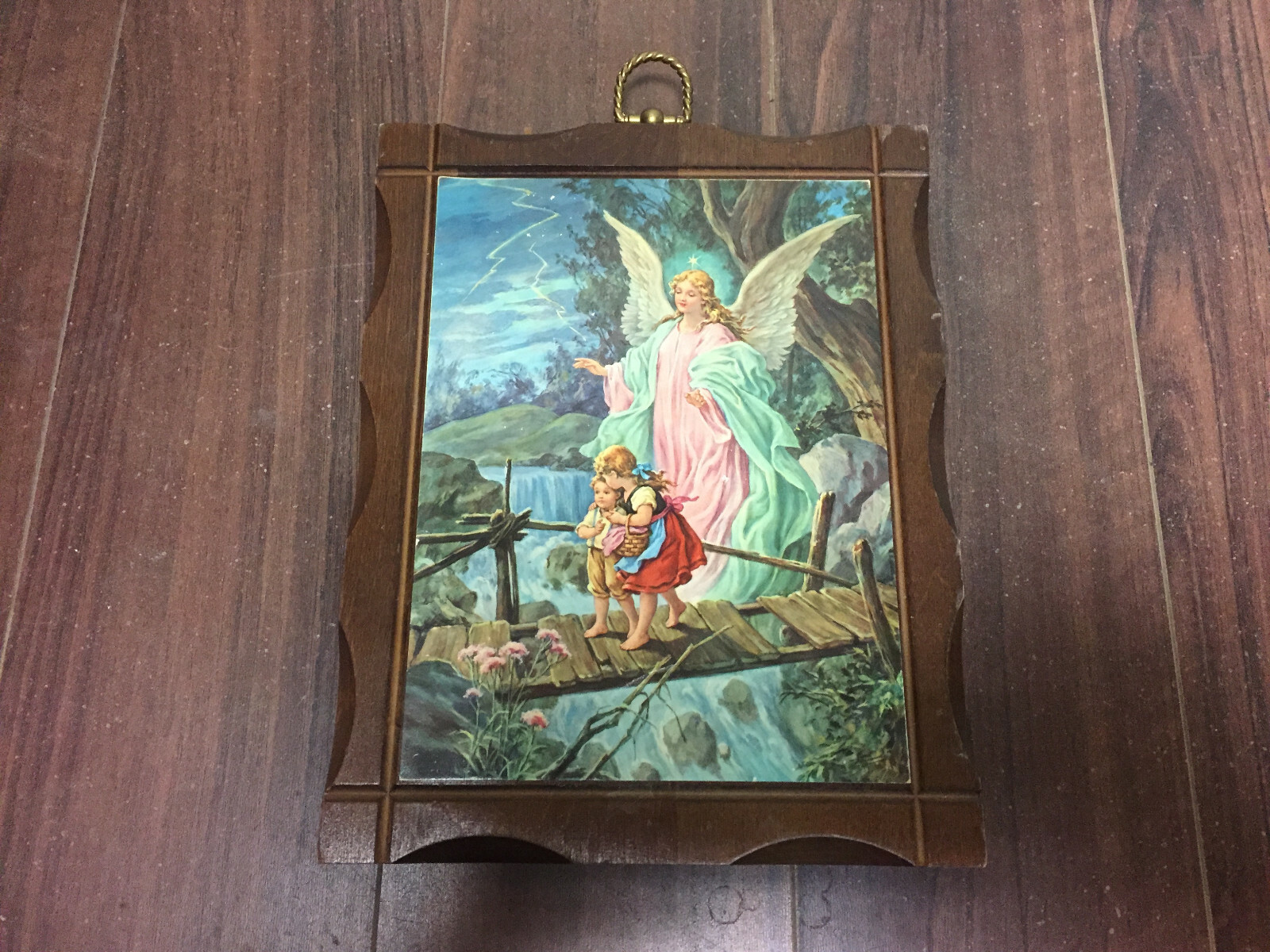 Vintage Guardian Angel Children on Bridge Over Falls Picture | eBay