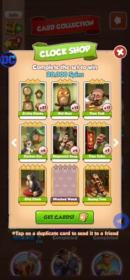 Coin Master Cards Set Clock Shop( 6 White Cards) | eBay UK