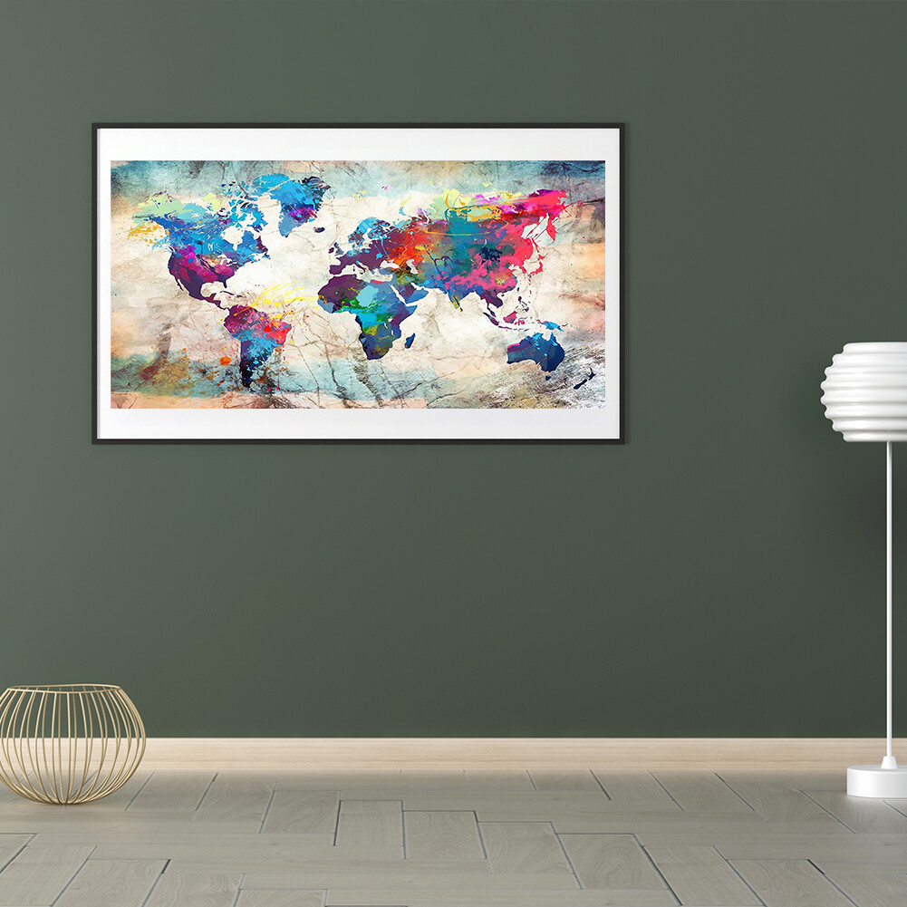 World Map DIY Diamond Painting 5D Full Round Drill Embroidery Cross ...