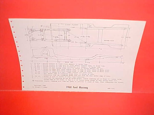 1968 FORD MUSTANG GT CONVERTIBLE HARDTOP 2+2 FASTBACK FRAME DIMENSION ...