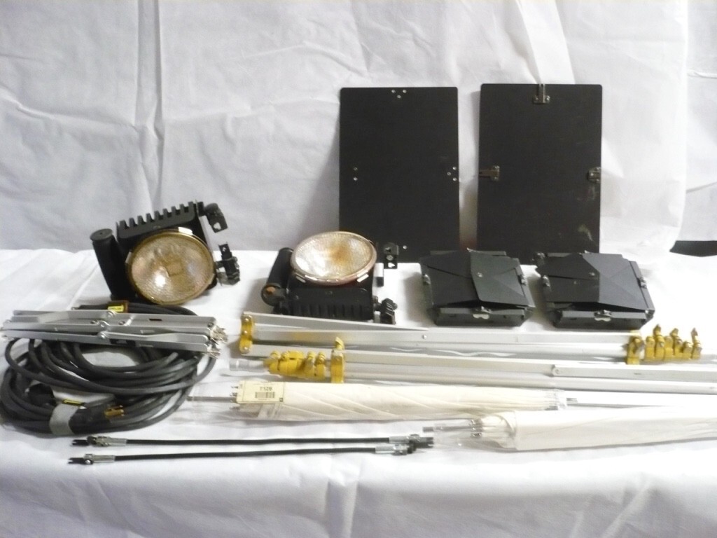 Lowel Omni two lights set, includes stands, umbrellas, shades, case ...