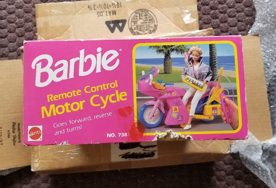 Vintage Mattel Barbie Remote Control Motor Cycle Pink Scooter 1992 NEW ...