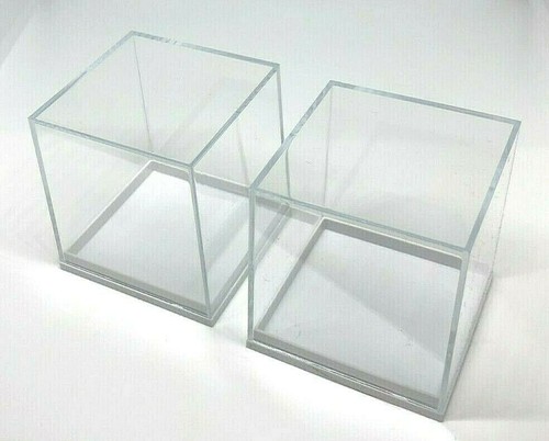CLEAR CUBE BOX 50mm 5cm Plastic Square Case Shop Display RETAIL Stand ...