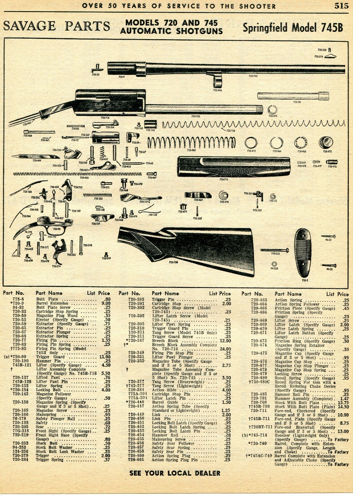 1963 Print Ad of Savage Model 720 & 745 Springfield 745B Auto Shotgun ...