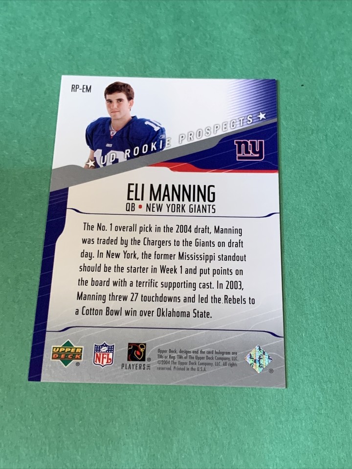 2004 Upper Deck UD Rookie Prospects Eli Manning #RP-EM Rookie RC | eBay